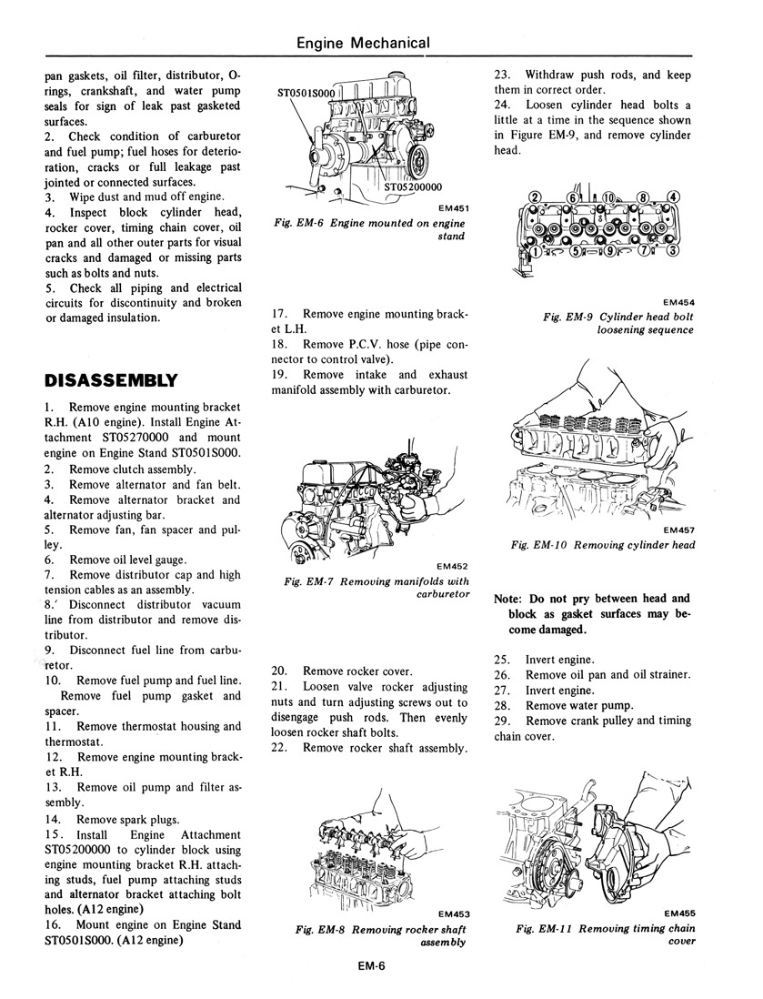 Datsun Service Manual - A10 and A12 - Page EM-06 (100dpi) - Retro JDM